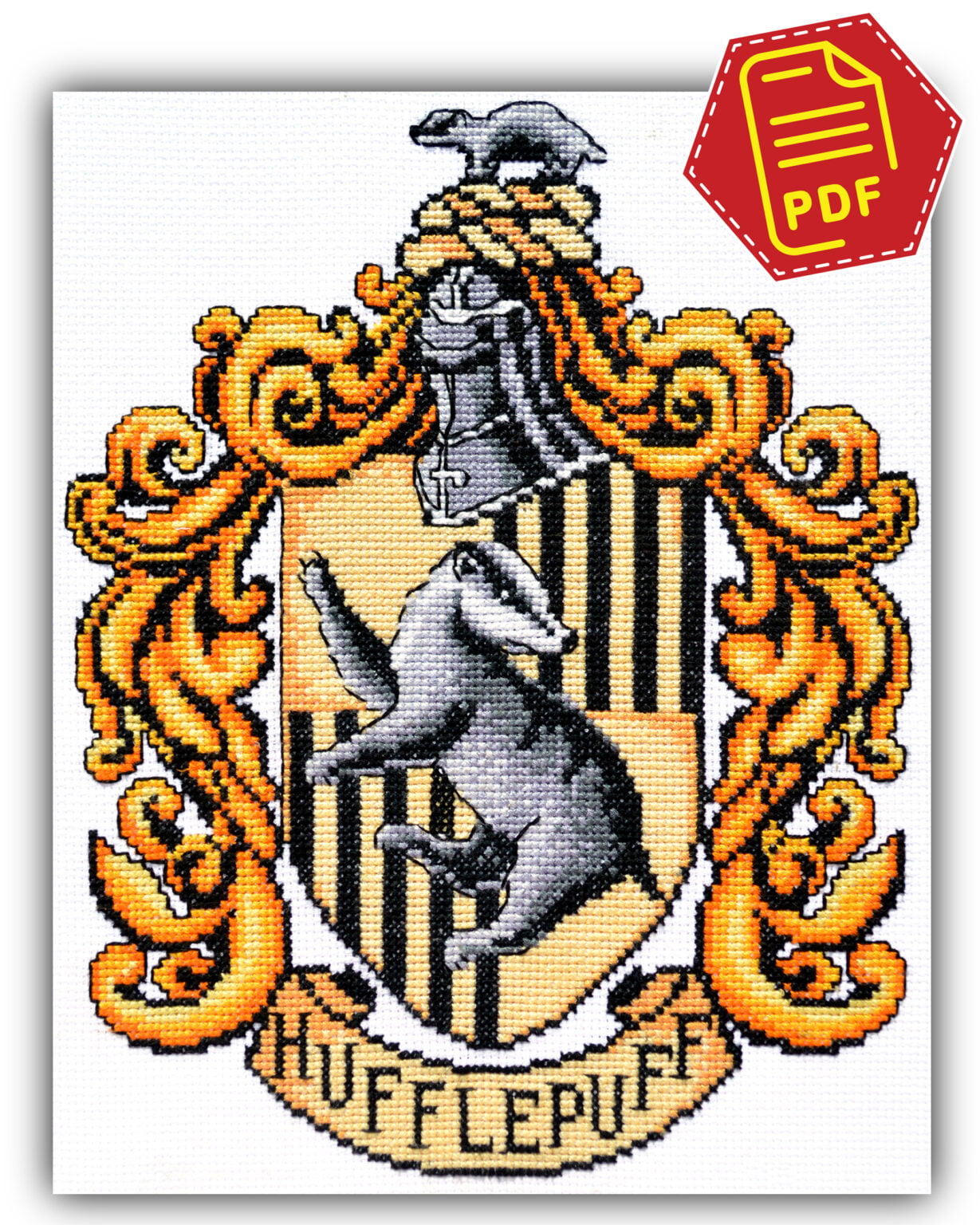 Counted Cross Stitch Pattern "Hufflepuff Crest" - Download in PDF ...