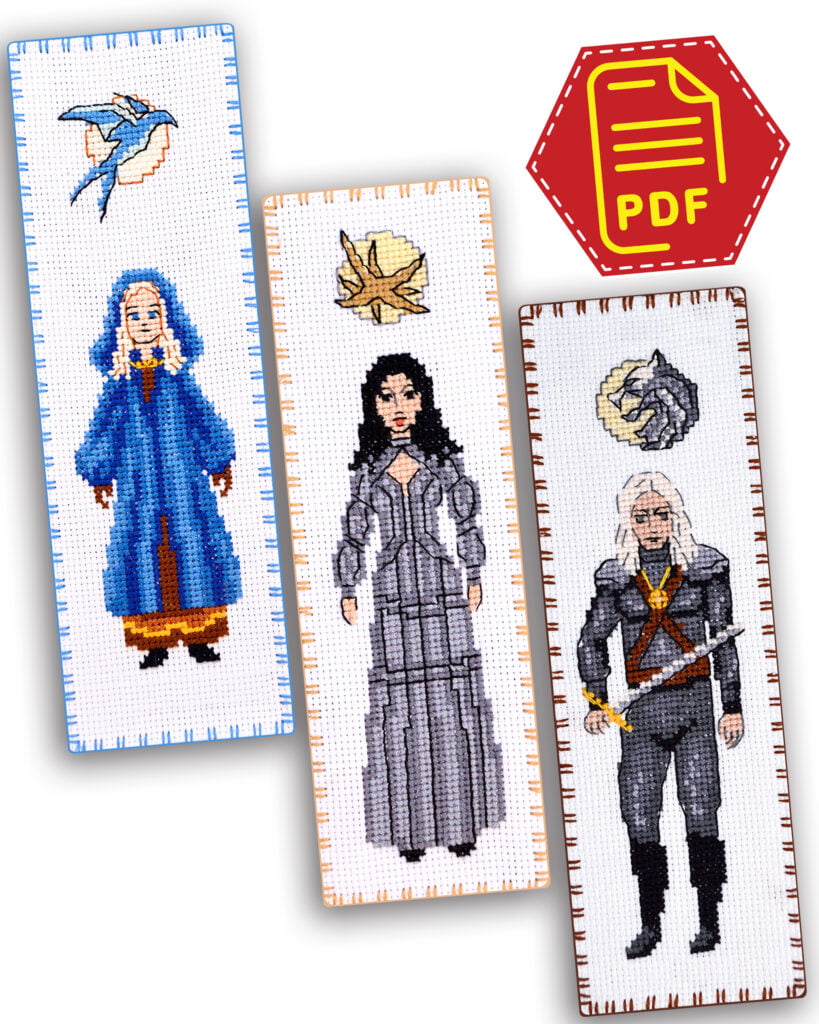 Set of 3 counted cross stitch bookmark patterns "The Witcher: Magicians ...