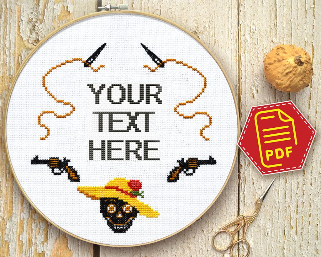 Personalized cross stitch pattern with custom text - Personalized.Design