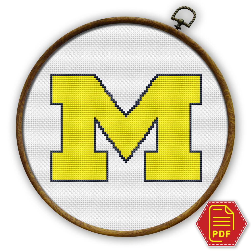 Michigan Wolverines Logo Counted Cross Stitch Pattern - Download in PDF ...