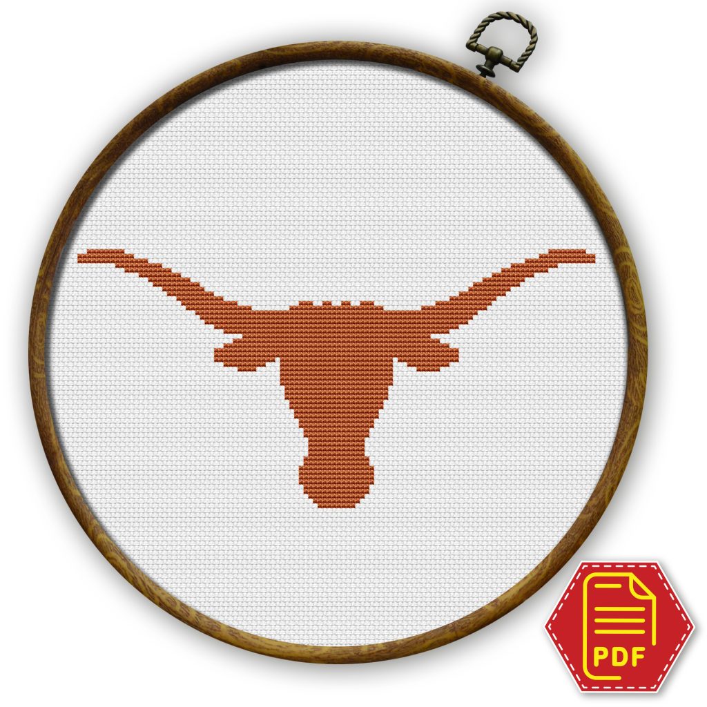 Texas Longhorns Logo Counted Cross Stitch Pattern - Download in PDF ...