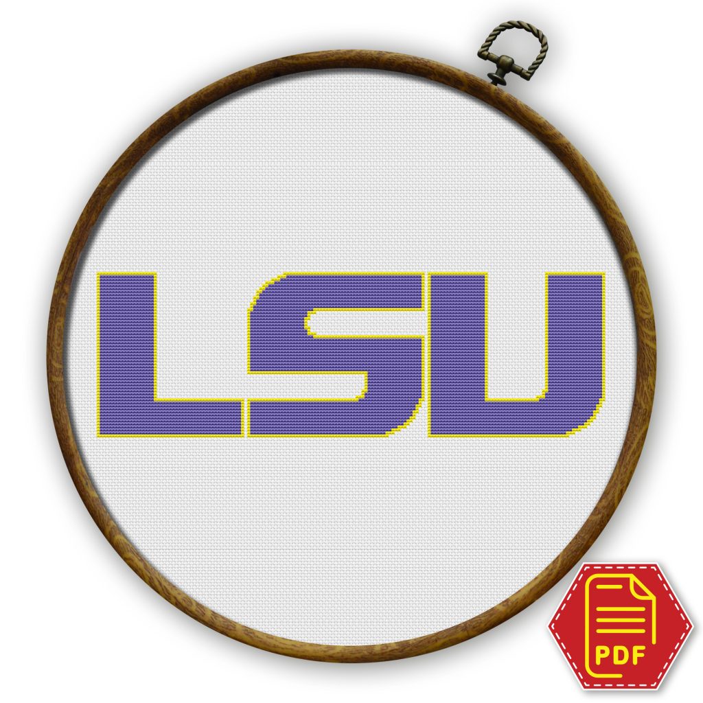 LSU Tigers Logo Counted Cross Stitch Pattern - Download in PDF ...
